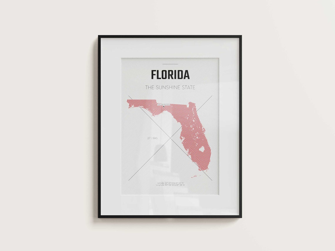 Florida Map, Florida Wall Art, Florida Decor, Wall Art Set of 3 ...
