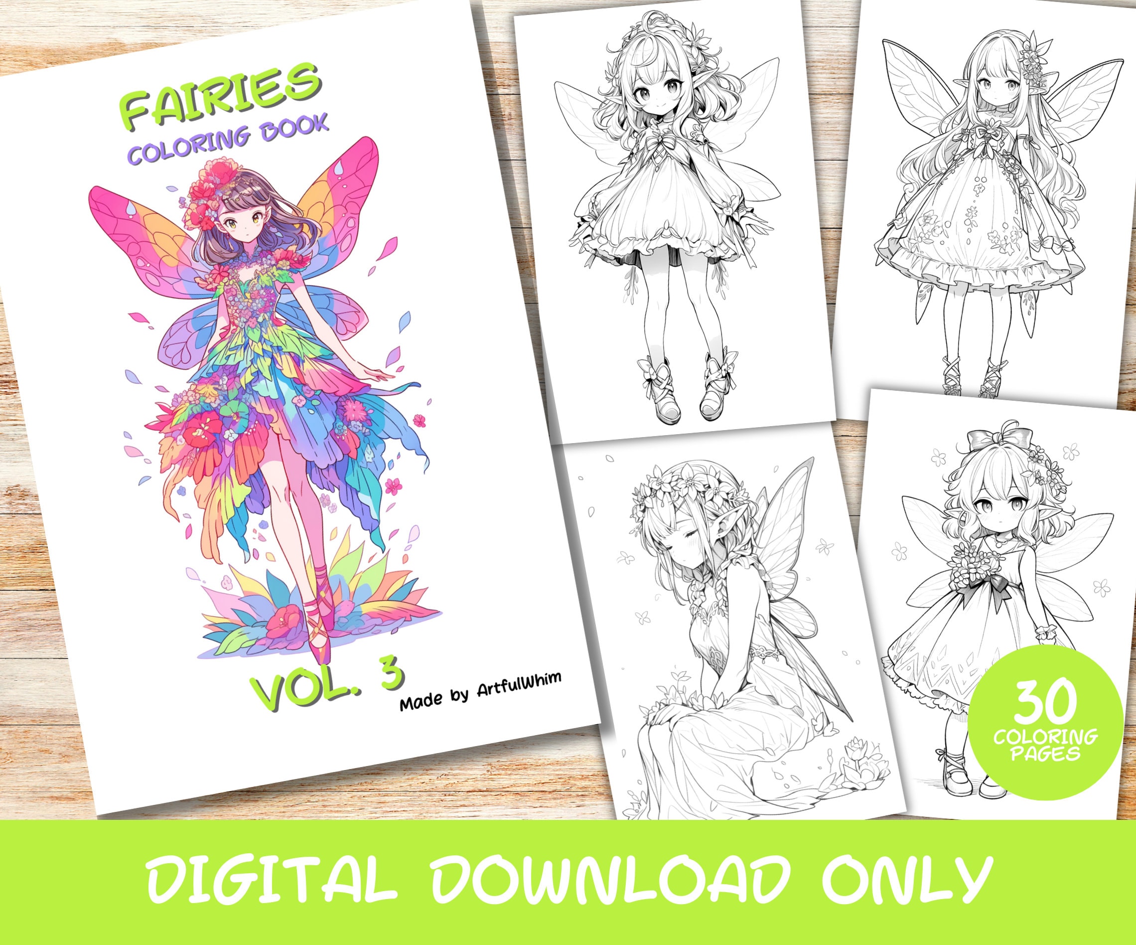 30 Fairies Volume 3 Coloring Pages Book Kids Adults Instant - Etsy