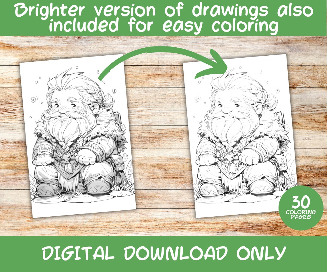 30 Forest Dwarves Coloring Pages Book, Kids, Adults Instant Download ...
