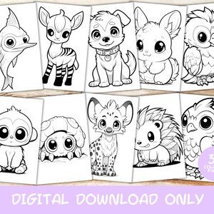 30 Kawaii Animals Volume 5 Coloring Pages Book, Kids, Instant Download ...