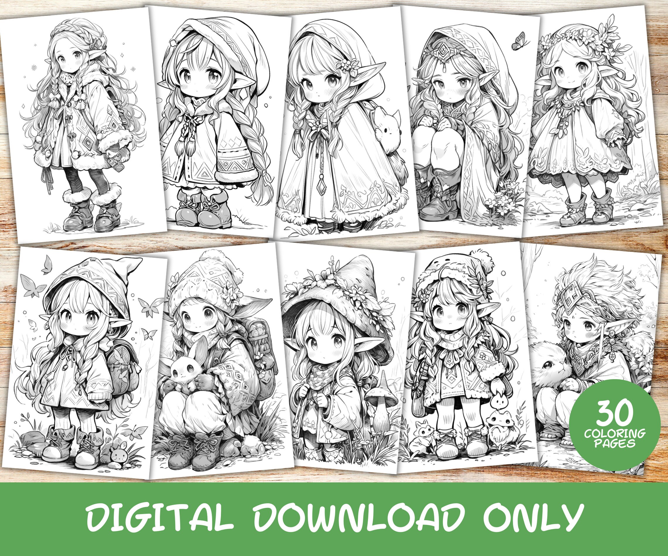 30 Forest Elves Volume 4 Coloring Pages Book, Kids, Adults Instant ...