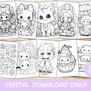 30 Kawaii Coloring Pages Volume 5, Kids, Adults, Instant Download ...