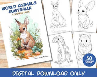 30 World Animals Europe Coloring Pages Book With Names Kids - Etsy