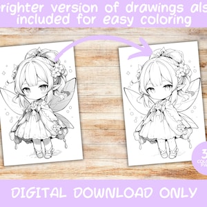 30 Kawaii Fairies Volume 2 Coloring Pages Book, Kids, Adult, Instant ...