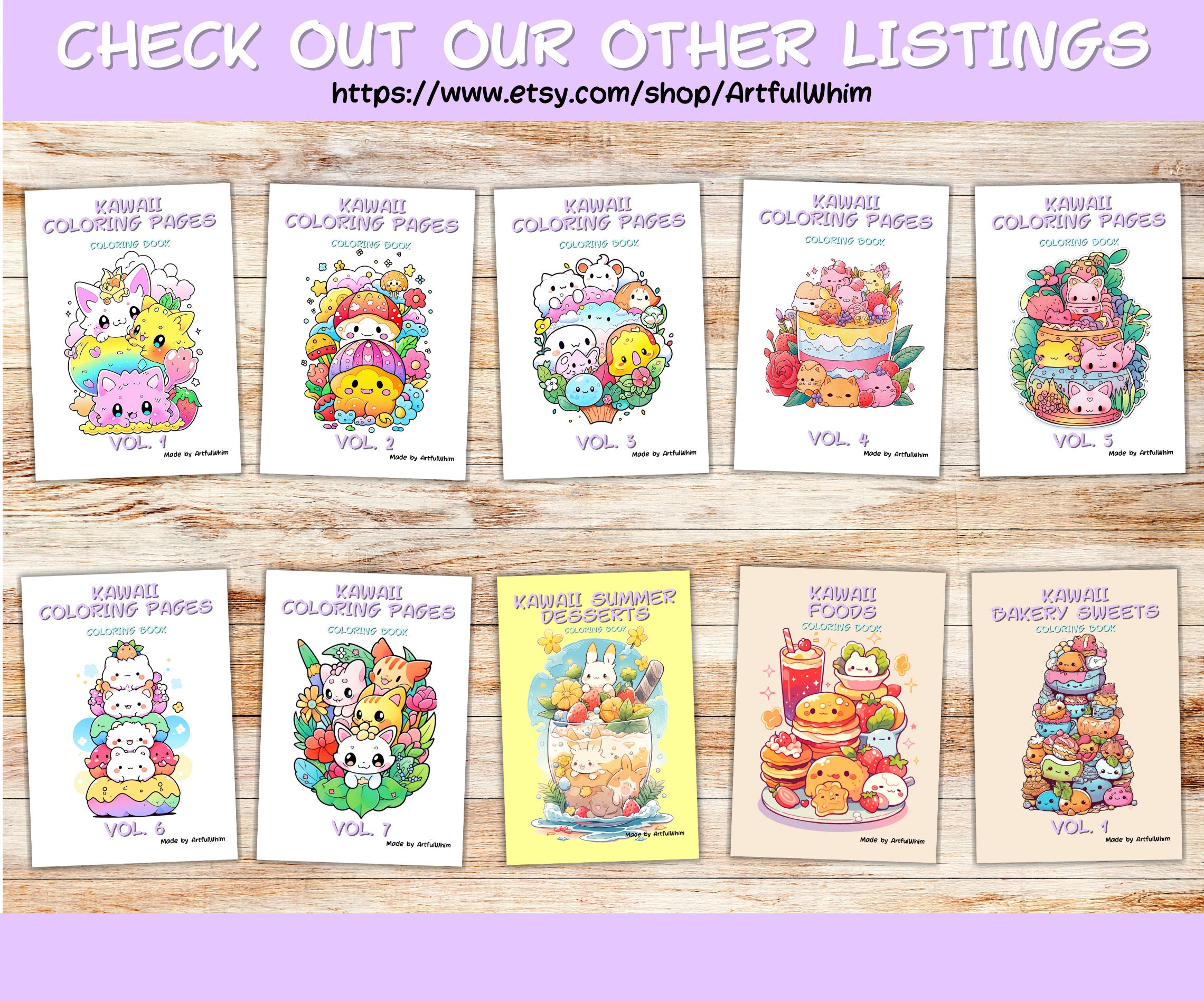 30 Kawaii Coloring Pages Volume 7, Kids, Adults, Instant Download ...