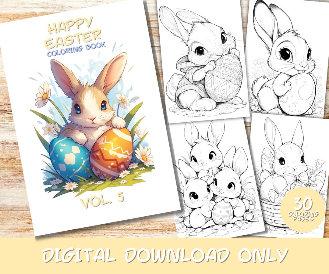 30 Happy Easter Volume 5 Coloring Pages Book, Kids, Instant Download ...