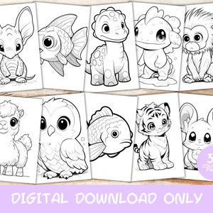 30 Kawaii Animals Volume 5 Coloring Pages Book, Kids, Instant Download ...