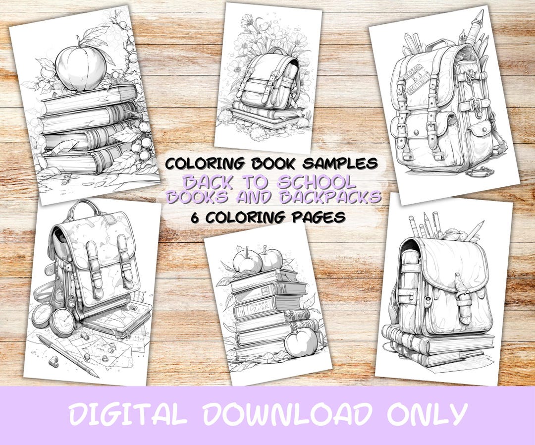 6 Samples Back to School Books and Backpacks by Artfulwhim, Kids ...