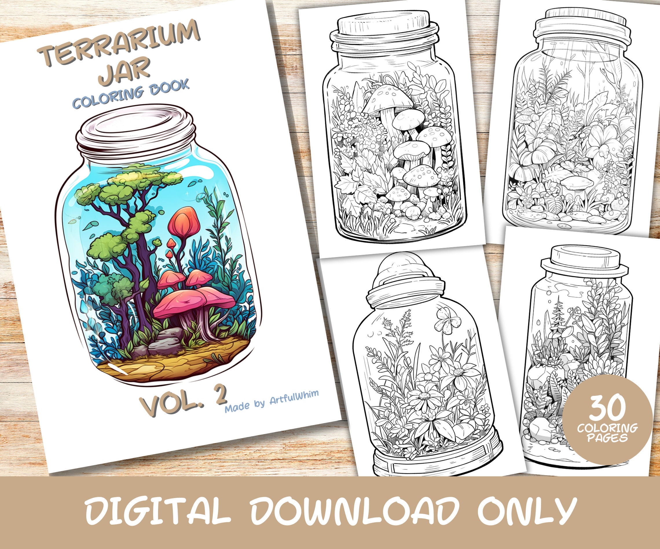 30 Terrarium Jar Volume 2 Coloring Pages Book Adults Instant - Etsy