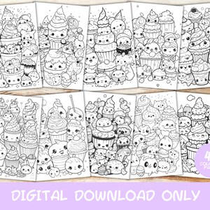 40 Kawaii Bakery Sweets Coloring Pages Book Volume 2, Kids, Adults ...