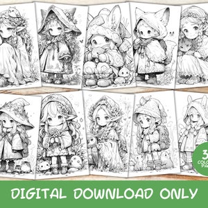 30 Forest Elves Volume 1 Coloring Pages Book, Kids, Adults Instant ...