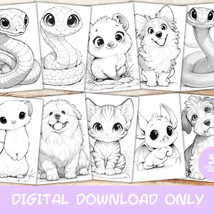 30 Kawaii Animals Volume 7 Coloring Pages Book, Kids, Adults, Instant ...