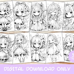 30 Kawaii Fairies Volume 2 Coloring Pages Book, Kids, Adult, Instant ...