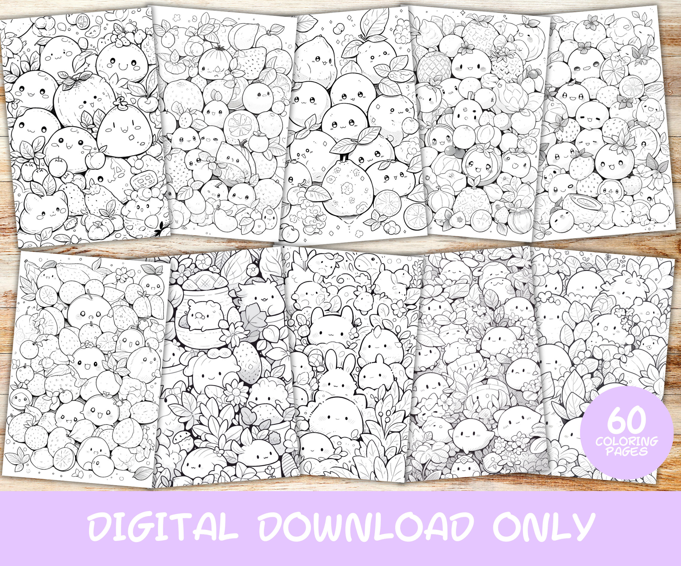 60 Kawaii Doodle Master Coloring Pages Book for Adults - Etsy Australia