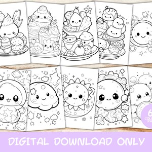 60 Kawaii Wonders Coloring Pages Book, Kids, Adults, Instant Download ...