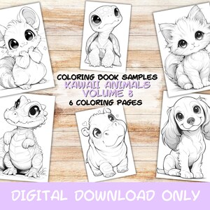 6 Samples Kawaii Animals Coloring Pages Volume 8 by Artfulwhim, Kids ...