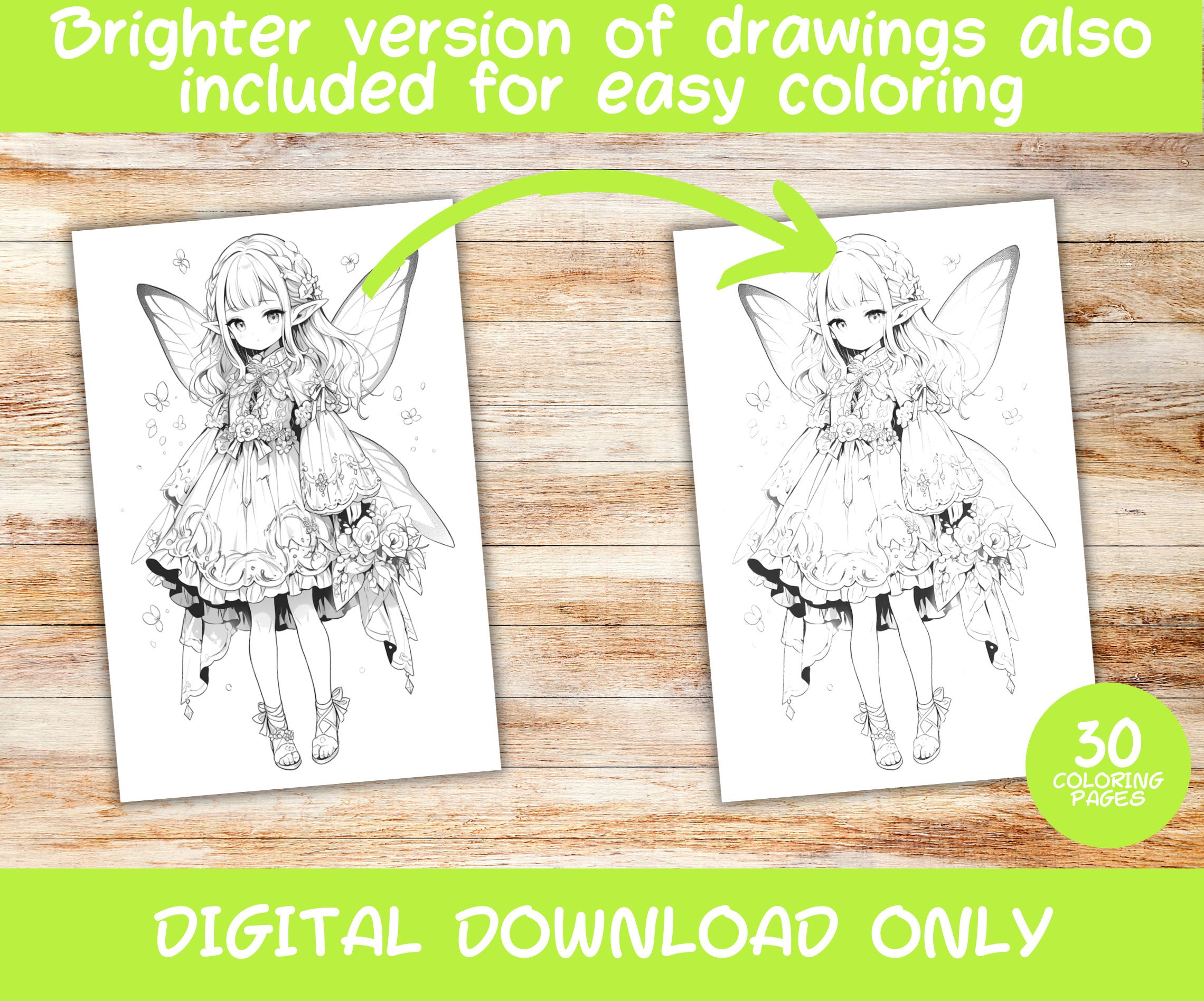 30 Fairies Volume 2 Coloring Pages Book, Kids, Adults, Instant Download ...