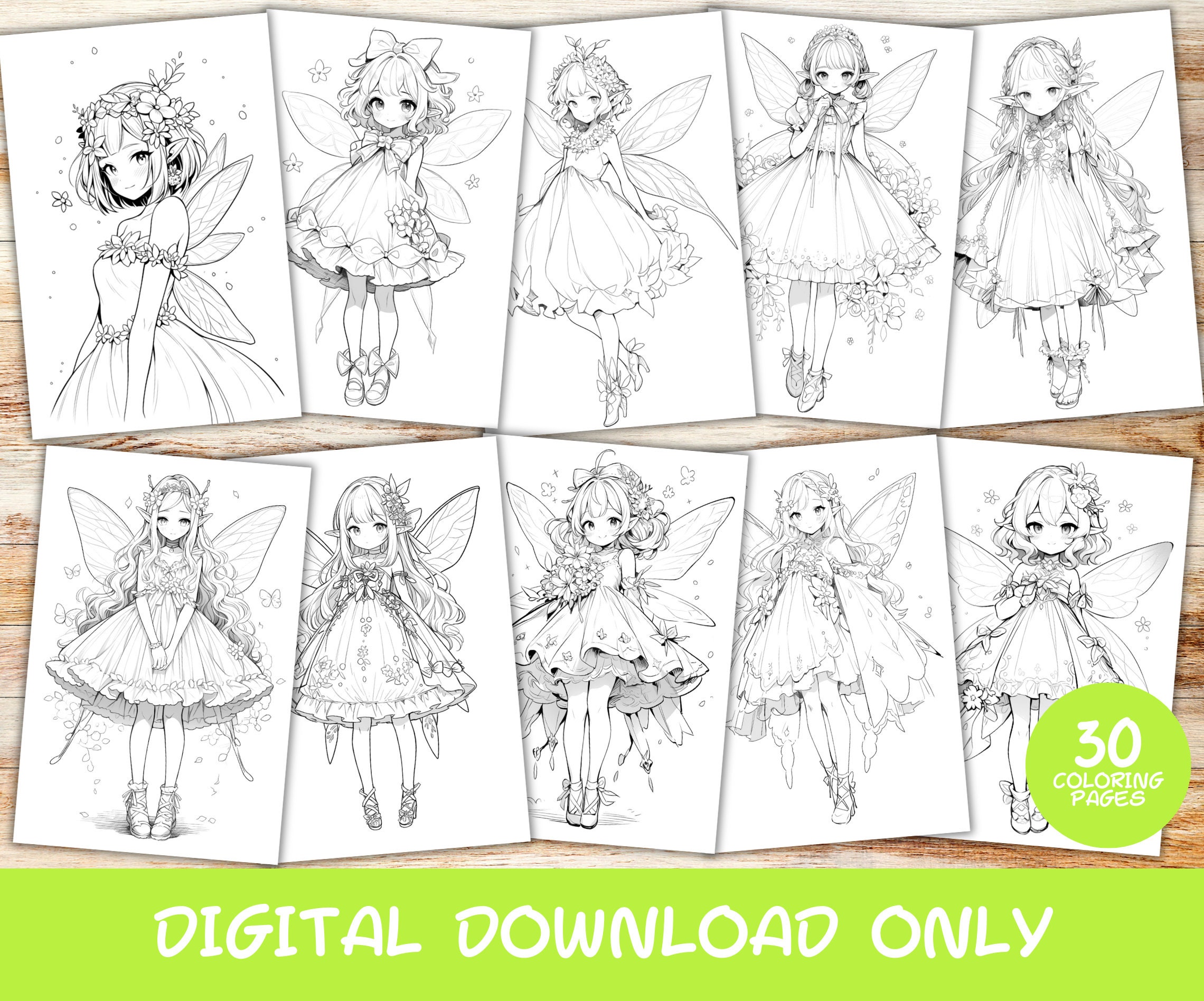 30 Fairies Volume 3 Coloring Pages Book Kids Adults Instant - Etsy
