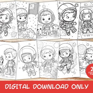 20 Little Astronaut Coloring Pages Book, Kids, Instant Download ...