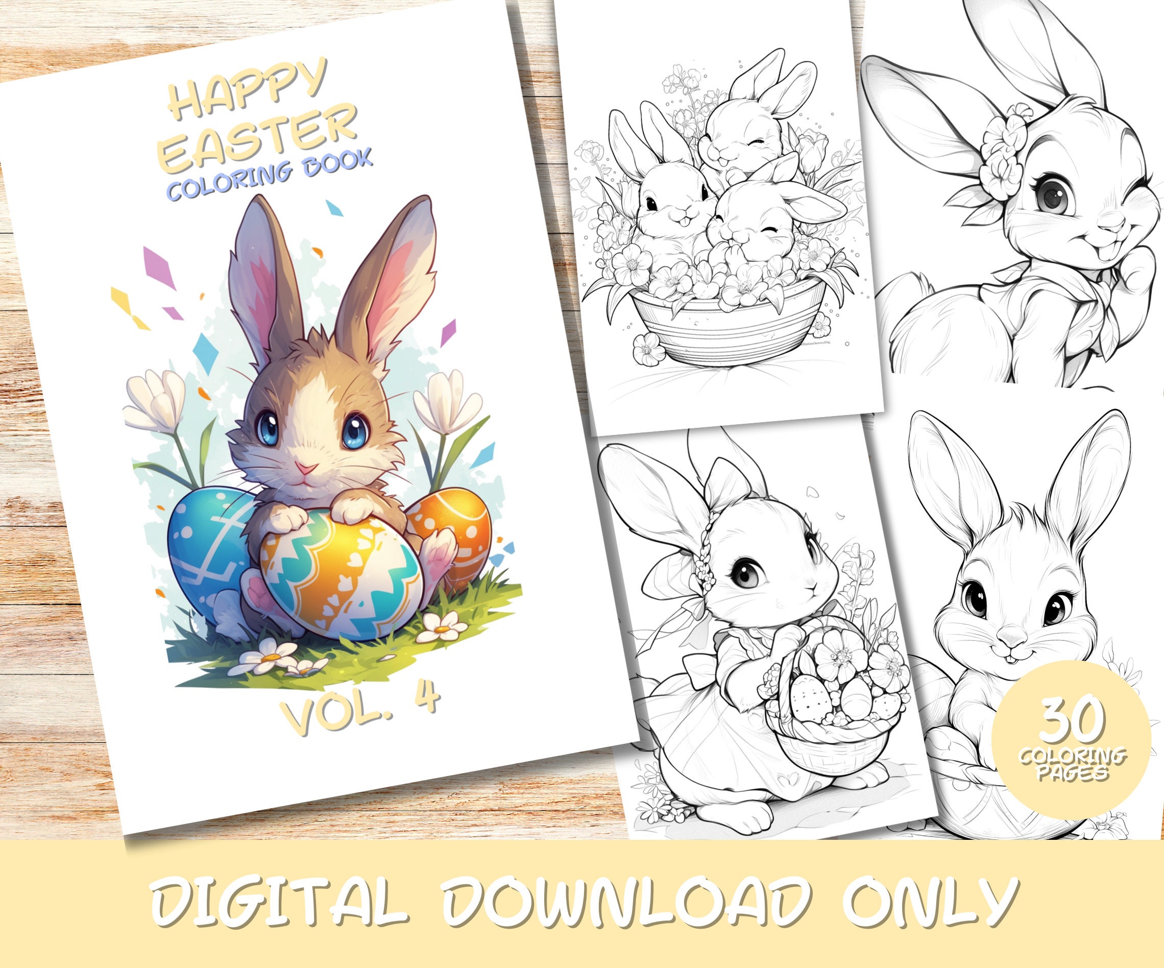 30 Happy Easter Volume 4 Coloring Pages Book, Kids, Instant Download ...