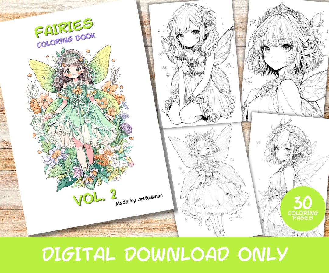 30 Fairies Volume 2 Coloring Pages Book, Kids, Adults, Instant Download ...