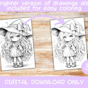 30 Kawaii Witches Volume 2 Coloring Pages Book, Kids, Adult, Instant ...