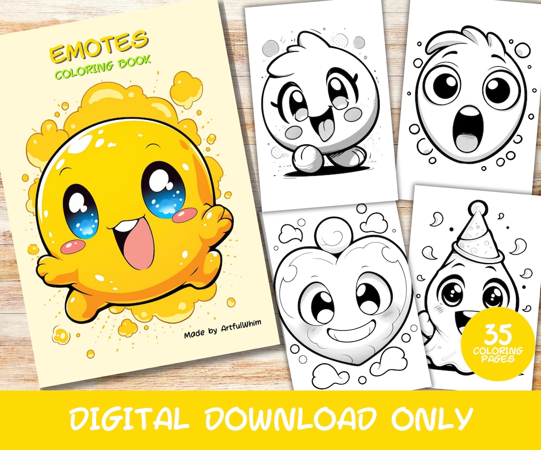 35 Emotes Volume 1 Coloring Pages Book, Kids, Adults, Instant Download ...
