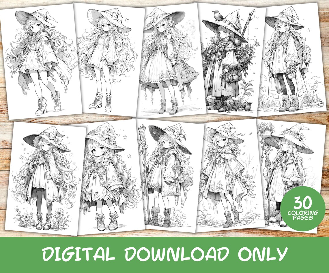 30 Forest Witches Coloring Pages Book Kids Adults Instant - Etsy