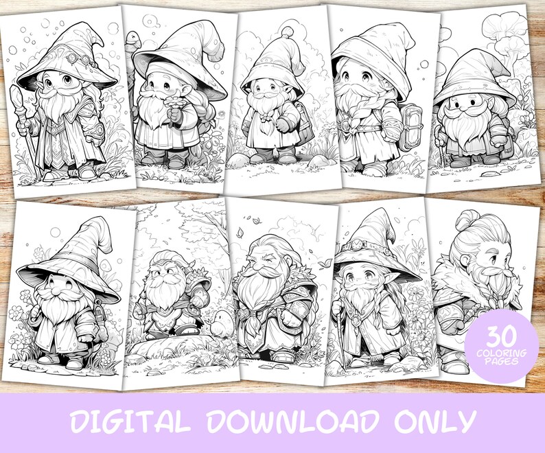 30 Kawaii Dwarves Volume 1 Coloring Pages Book, Kids, Adult, Instant ...