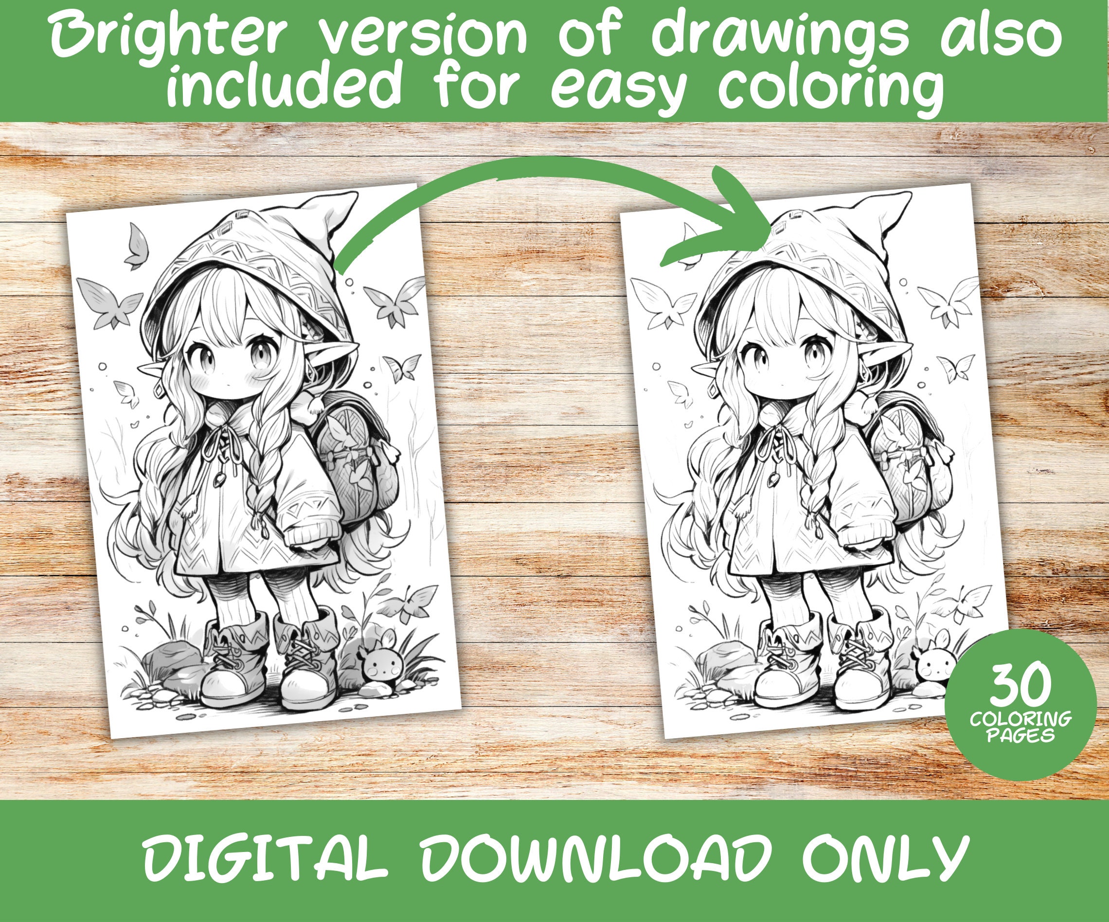 30 Forest Elves Volume 4 Coloring Pages Book, Kids, Adults Instant ...