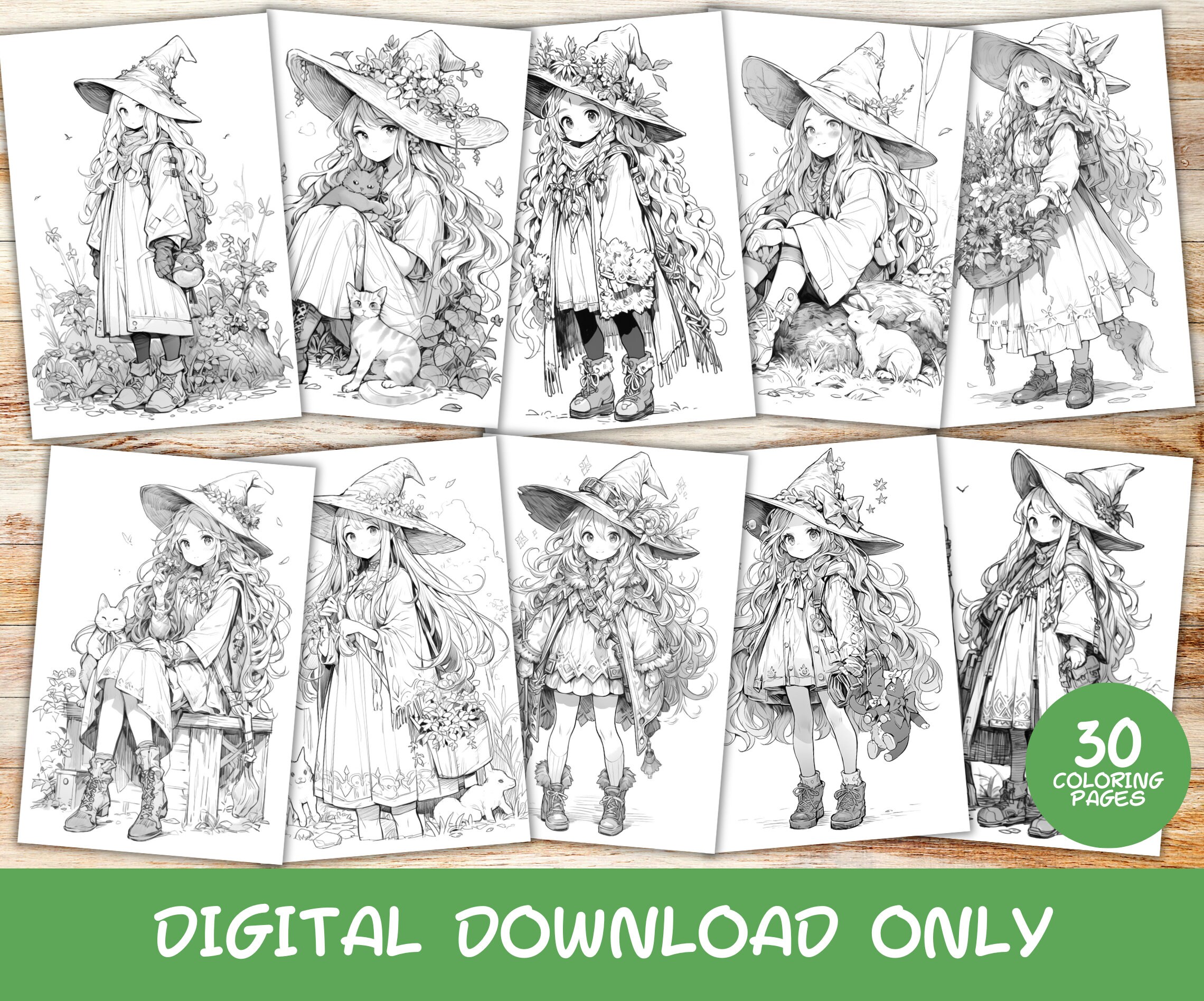 30 Forest Witches Coloring Pages Book Kids Adults Instant - Etsy