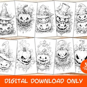 30 Halloween Scary Pumpkin Volume 1 Coloring Pages Book, Adults ...