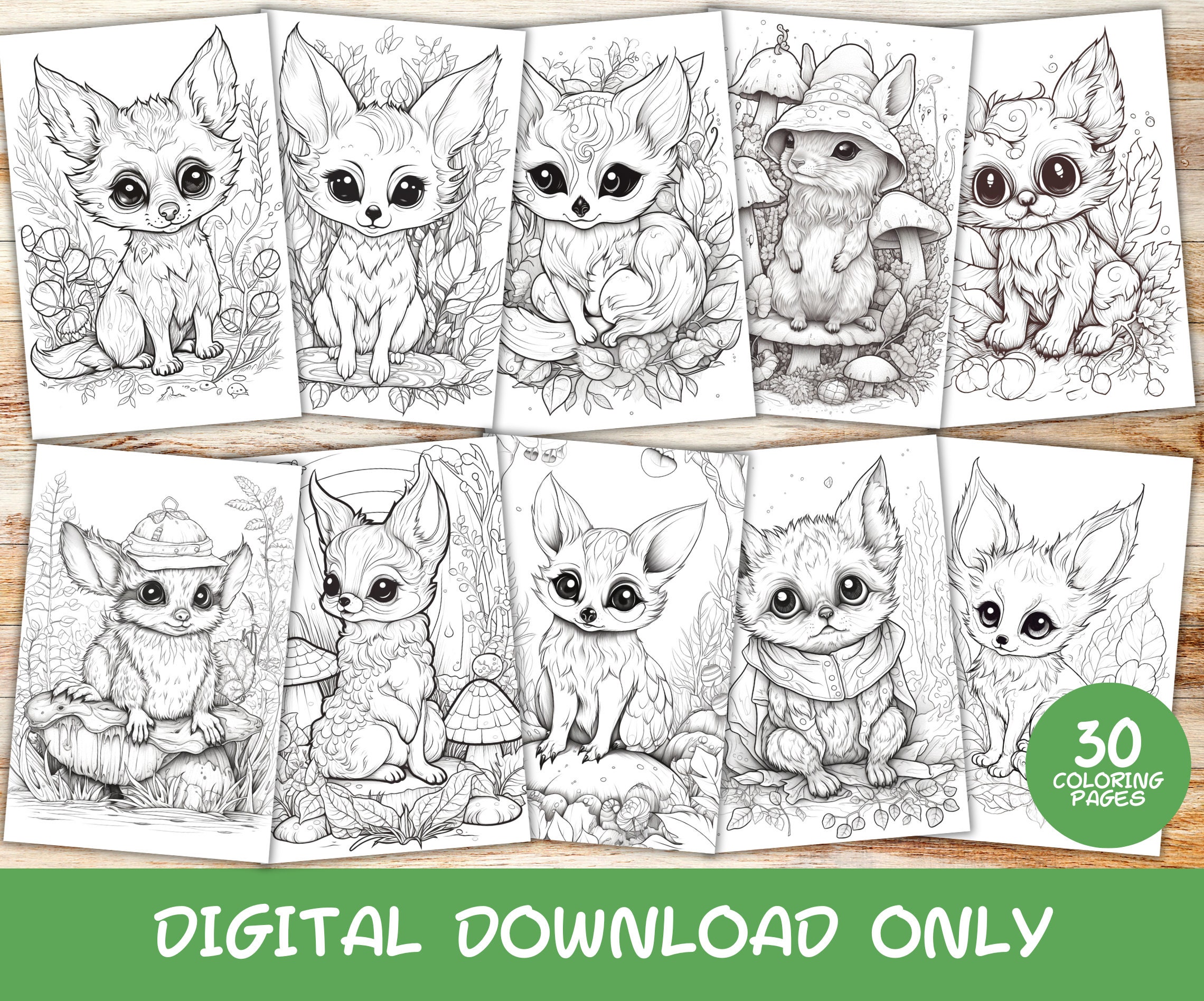 30 Little Forest Creatures Volume 1 Fantasy Coloring Pages Book, Kids ...