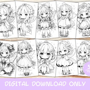 30 Kawaii Fairies Volume 2 Coloring Pages Book, Kids, Adult, Instant ...