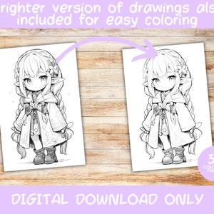 30 Kawaii Elf Girls Volume 1 Coloring Pages Book, Kids, Adult, Instant ...