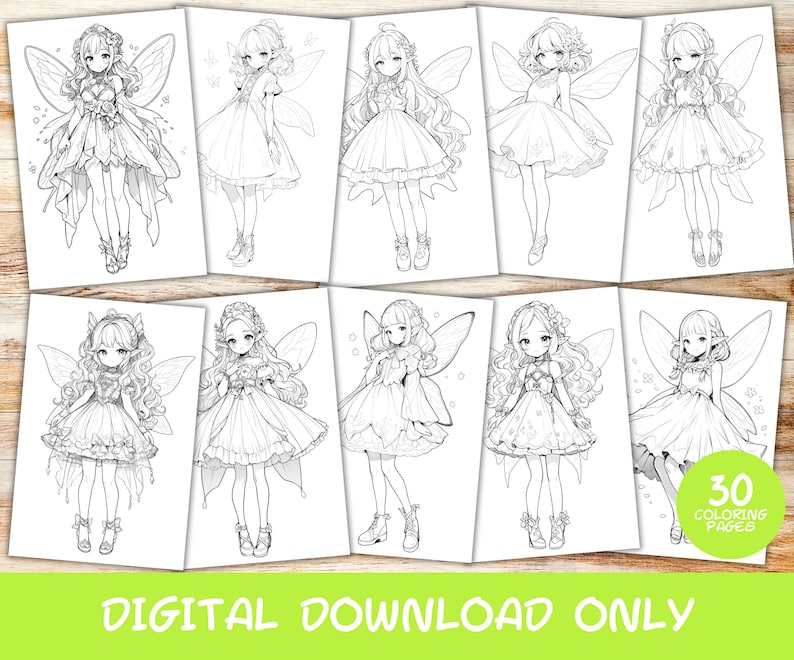 30 Fairies Volume 4 Coloring Pages Book, Kids, Adults, Instant Download ...