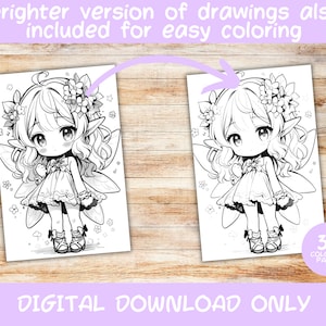 30 Kawaii Fairies Volume 1 Coloring Pages Book, Kids, Adult, Instant ...