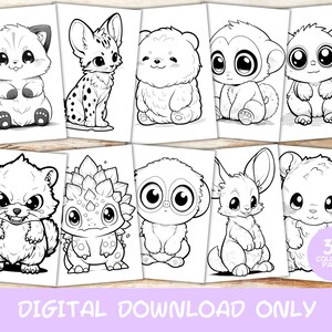 30 Kawaii Animals Volume 5 Coloring Pages Book, Kids, Instant Download ...