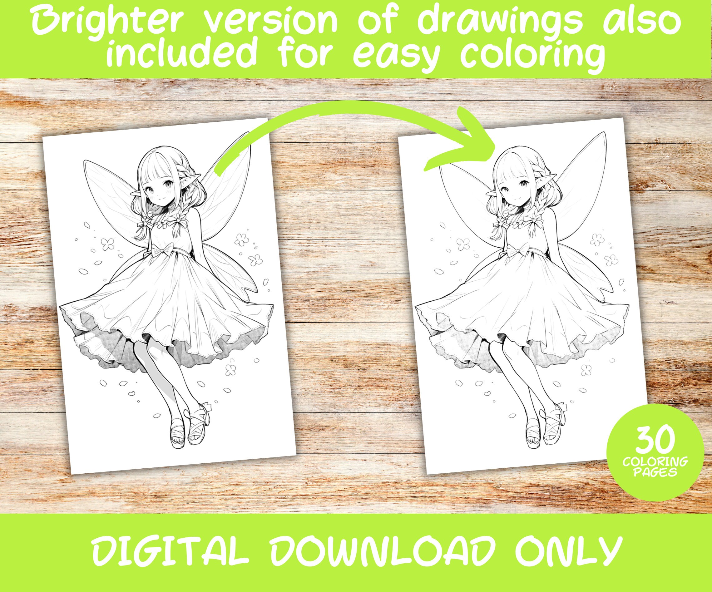 30 Fairies Volume 4 Coloring Pages Book, Kids, Adults, Instant Download ...