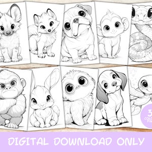 30 Kawaii Animals Volume 7 Coloring Pages Book, Kids, Adults, Instant ...