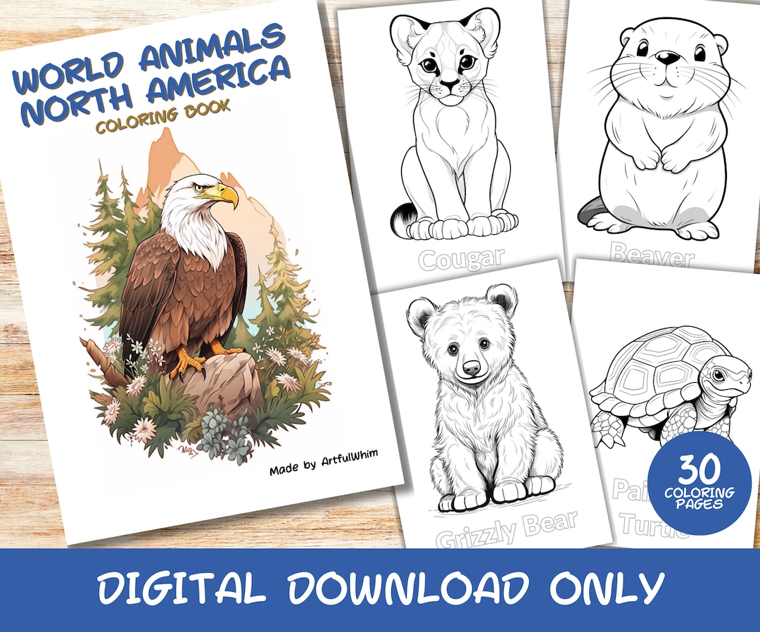 30 World Animals North America Coloring Pages Book With Names, Kids ...