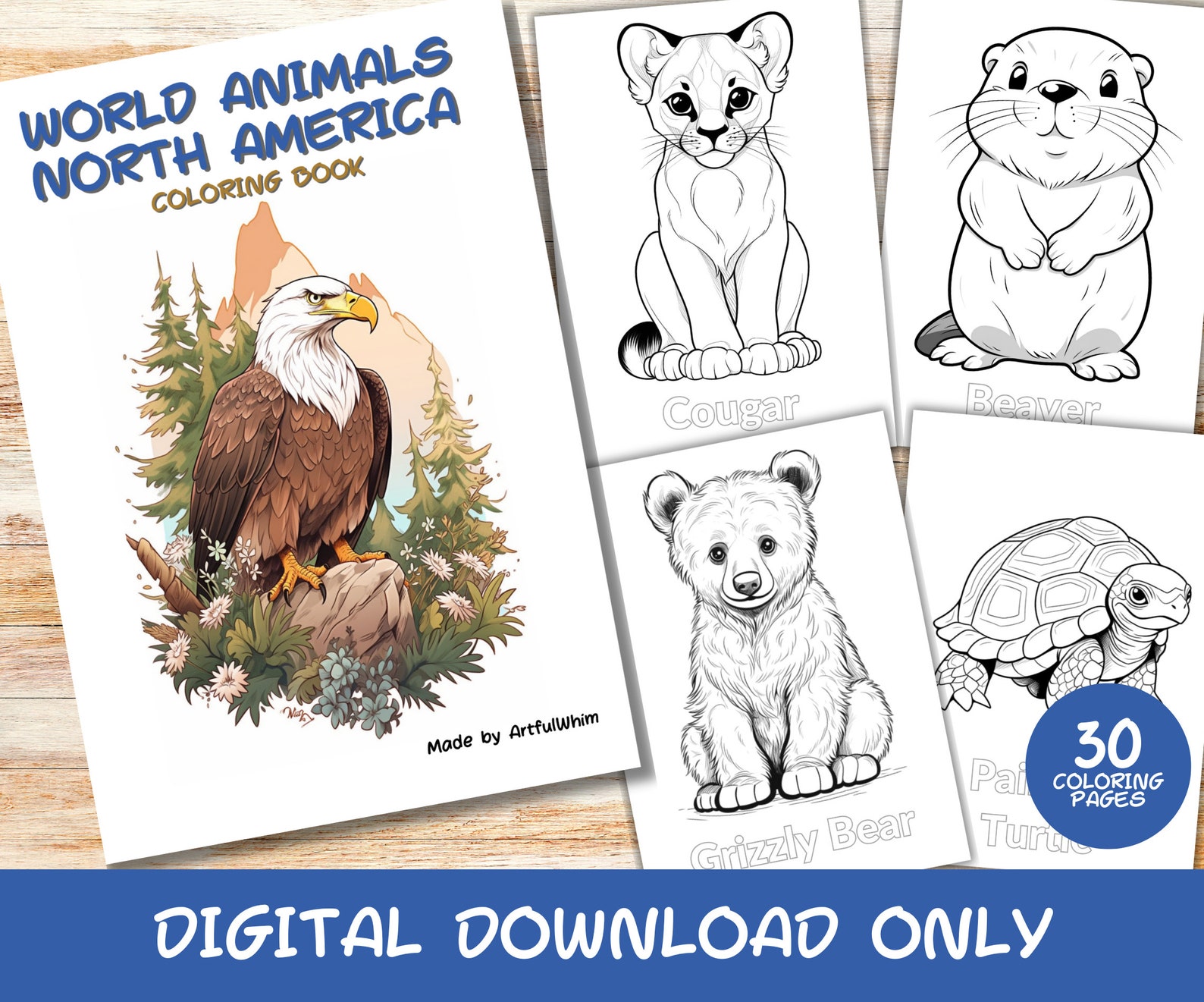30 World Animals North America Coloring Pages Book With Names, Kids ...