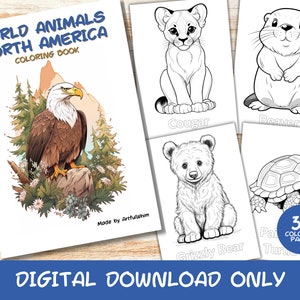 30 World Animals North America Coloring Pages Book With Names, Kids ...
