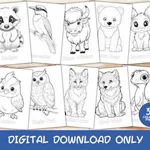 30 World Animals Europe Coloring Pages Book With Names, Kids, Instant ...