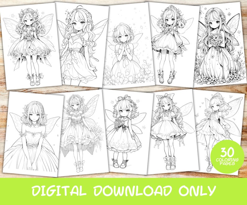 30 Fairies Volume 3 Coloring Pages Book, Kids, Adults, Instant Download ...