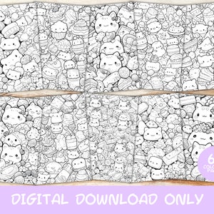 60 Kawaii Doodle Master Coloring Pages Book, for Adults, Instant ...