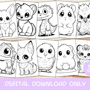 30 Kawaii Animals Volume 4 Coloring Pages Book, Kids, Instant Download ...