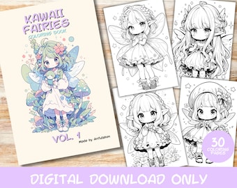 30 Kawaii Witches Volume 2 Coloring Pages Book, Kids, Adult, Instant ...