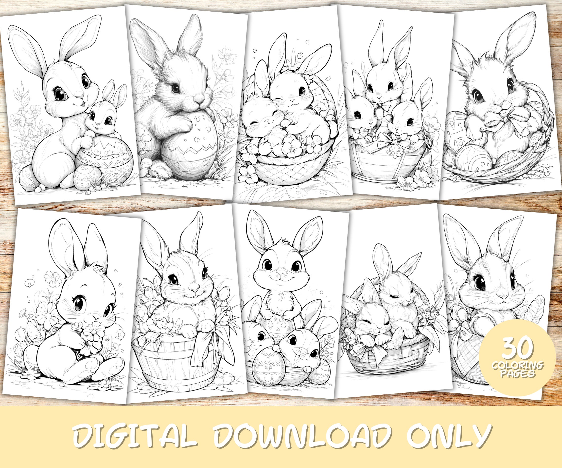 30 Happy Easter Volume 4 Coloring Pages Book, Kids, Instant Download ...