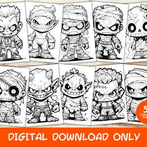 30 Halloween Monsters Volume 4 Coloring Pages Book, Adults, Instant ...